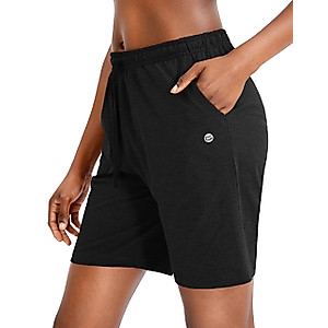 G Gradual Women's Bermuda Shorts Jersey Shorts with Deep Pockets 7" Long Shorts for Women Lounge Walking Athletic (Black, X-Large)