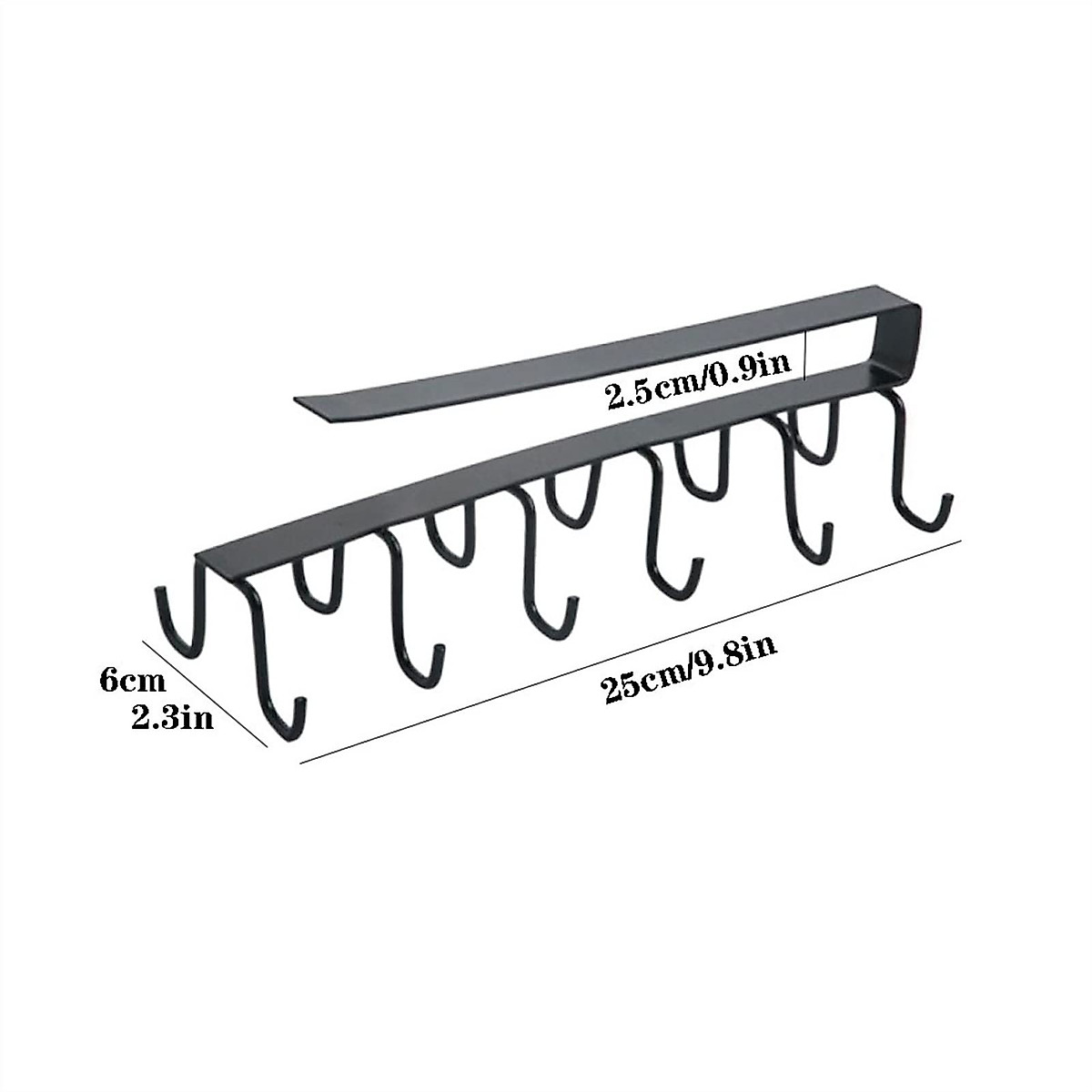 LUCBEI Coffee Cup Holder Fashion Double-Row Metal Rack Mug Cupboard Kitchen Storage Rack Hanger Bracket Cabinet Hook Mug Display ( Color : Black )