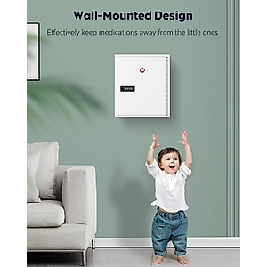 Uniclife Wall Mount Medicine Cabinet with Combination & Key Lock Locking First Aid Cabinet Lockable Medical Cabinet Large Capacity Medicine Organizer Secure Steel Wall Cabinet Metal Storage Box, White