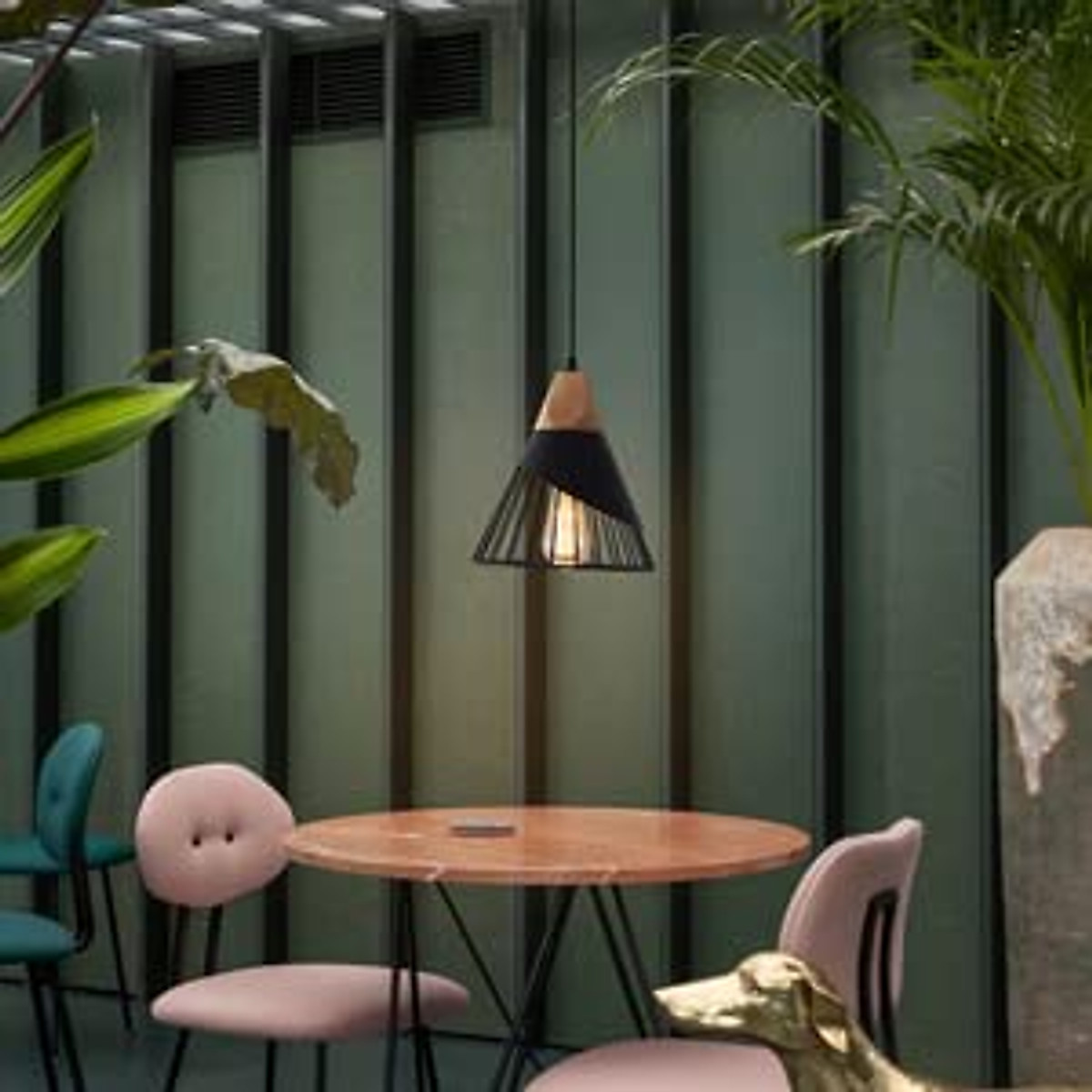 Mxsaoud Modern Black Pendant Light Over Kitchen Island, Adjustable Wood Hanging Light Fixture,Industrial Pendant Lighting for Dining Room,Living Room,Bedroom,Hallway,kitchen,Bar