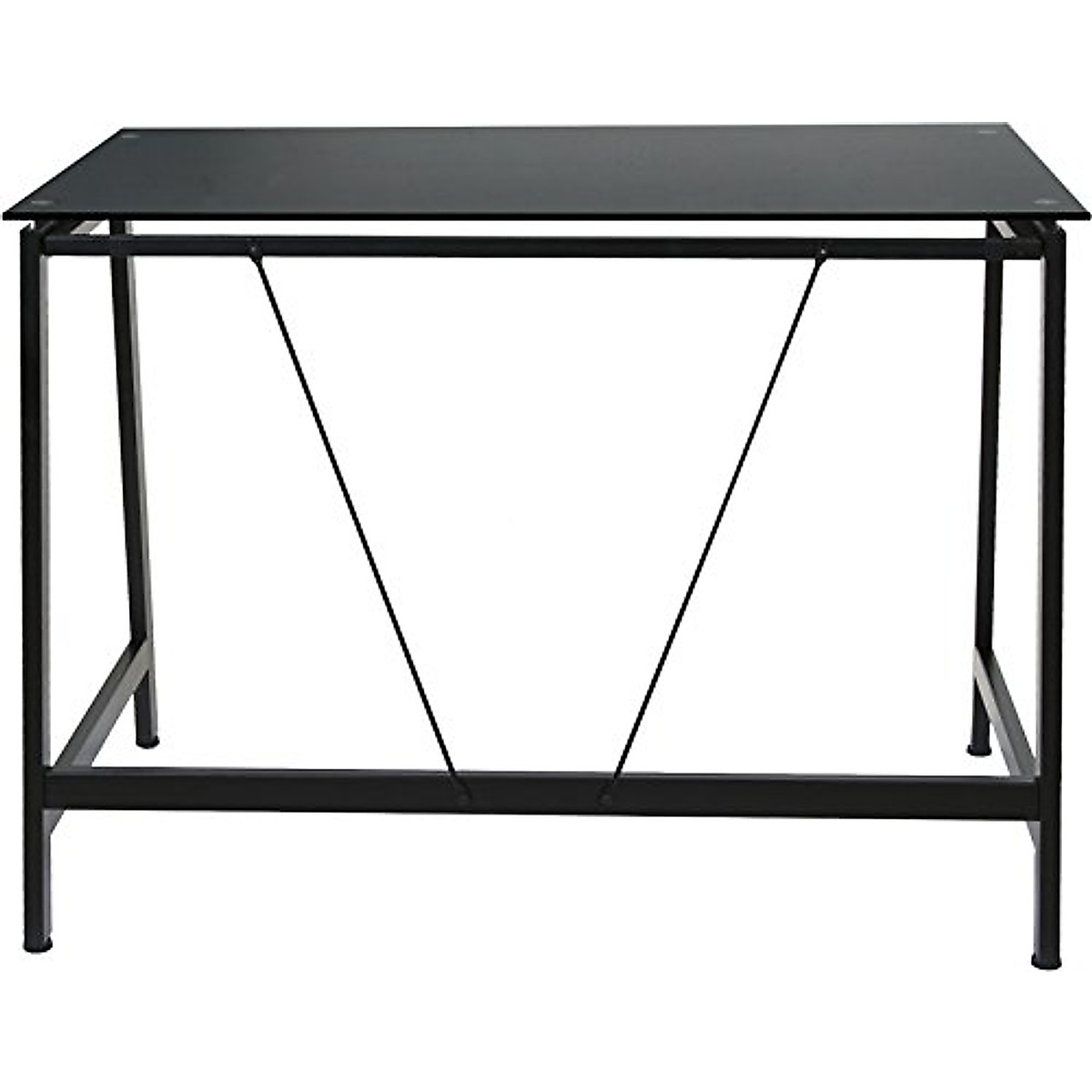 OneSpace Contemporary Glass-Top Desk for Small Spaces, Small Writing Desk, Black