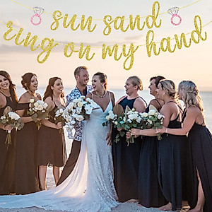 Sun Sand Ring On My Hand, Beach Bachelorette Party Decorations, Engagement Wedding Bridal Shower Garland Bunting Supplies, Pre-Assembled (Gold)