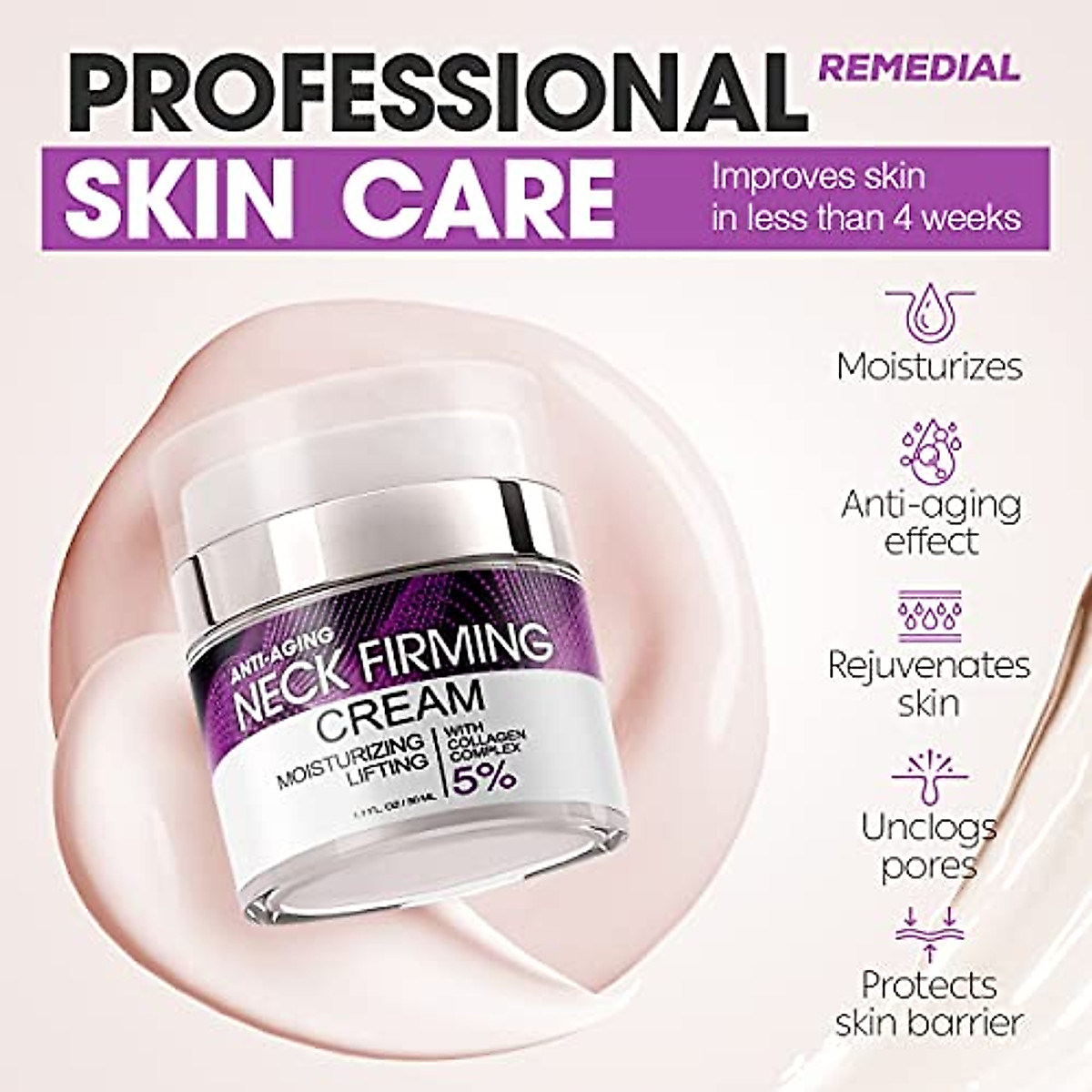 Neck Firming Cream, Anti Aging Facial Moisturizer with Retinol Collagen and Hyaluronic Acid, Day Night Anti Wrinkle Face Cream for Women and Men, Double Chin Reducer, Skin Tightening Lifting Hydrating
