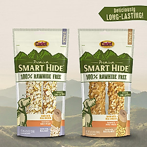 Cadet Smart Hide Rawhide Free Dog Treats – Peanut Coated, 2 Count