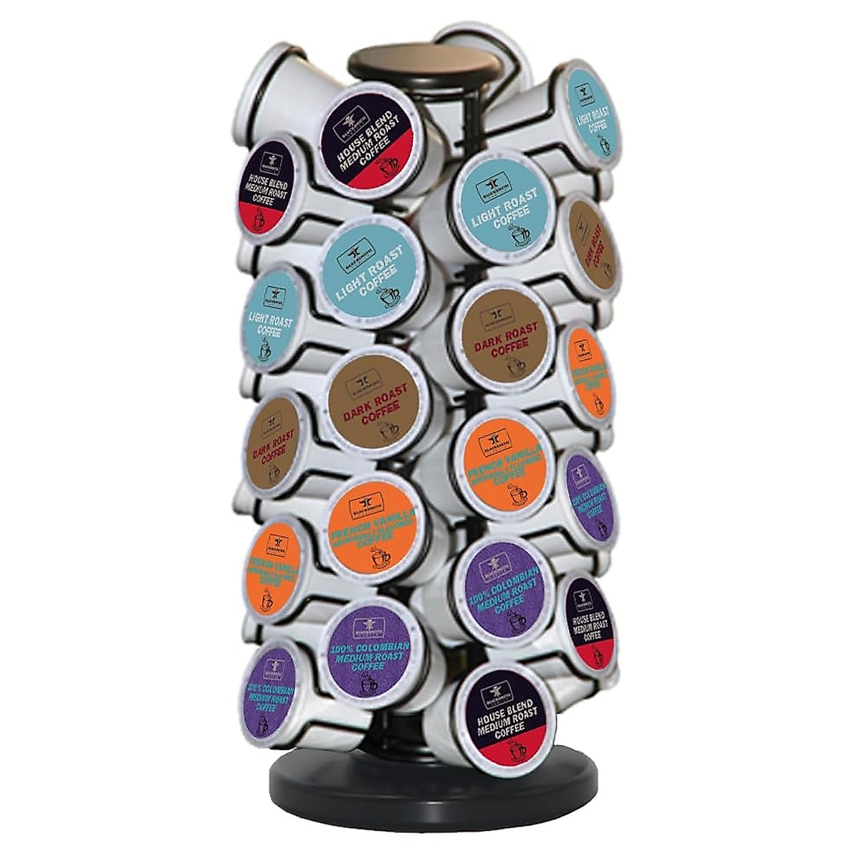 K cup Holders,K Cup Carousel With Heavy Duty Revolving Base,Coffee Pod Holder Carousel, Comes All in 1 Piece, Zero Assembly Required, Holds 40 K cups, Matte black. K cups NOT Included