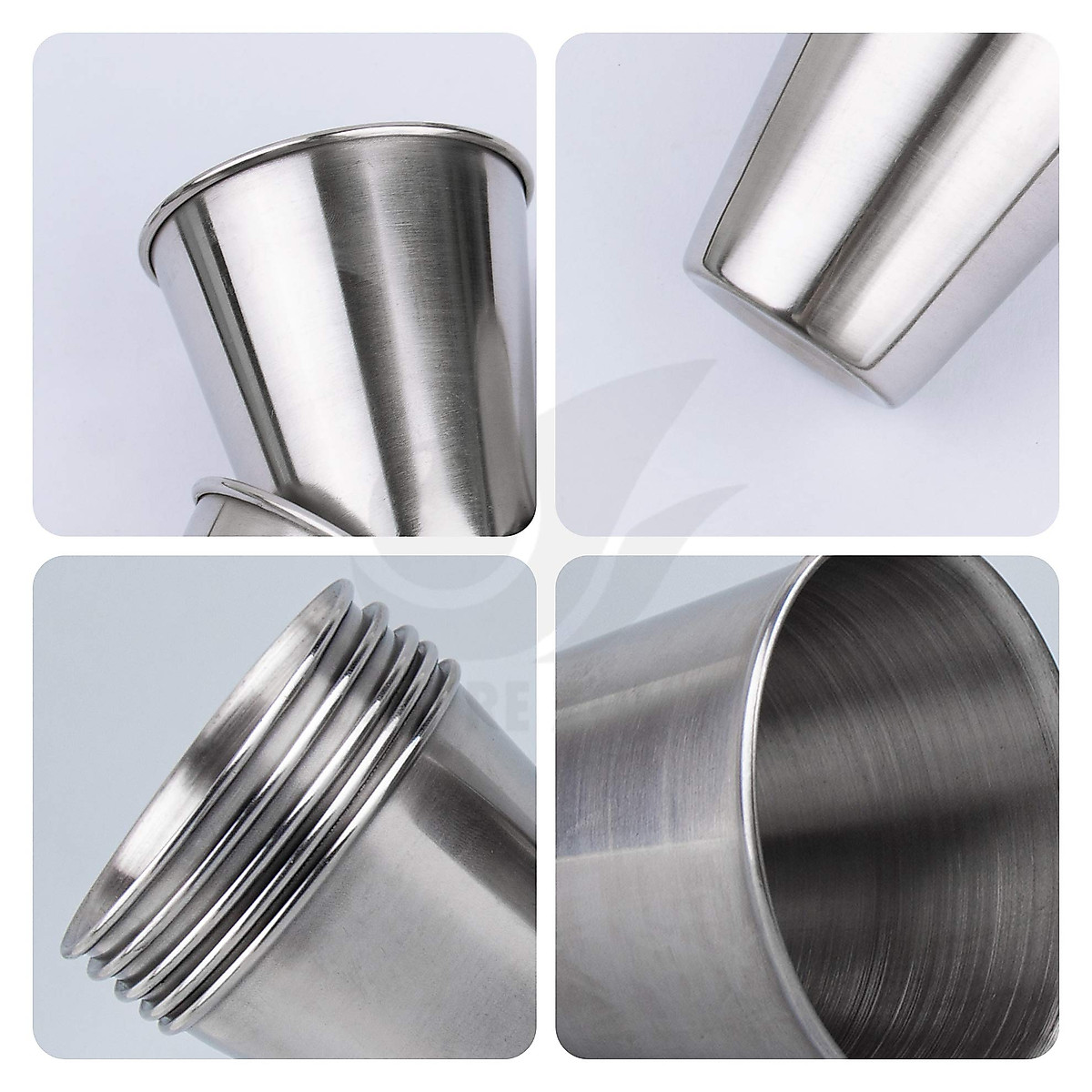 Azure Zone, 6 Pack Stainless Steel Shot Cups Metal Espresso Glass Barware Drinking Tumbler Vessel for Cocktail Beer Whiskey Water Bar Home Restaurant Tequila Liquor Party Silver 2 Ounce