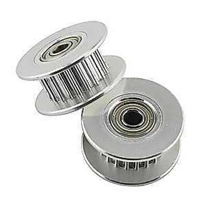 E-outstanding 2pcs 20 Teeth 3mm Bore Idler Timing Pulley with Bearing 2GT Aluminium Alloy H Type GT2 Synchronous Wheel for 6mm Width Belt 3D Printer CNC Mechanical Drive Silver