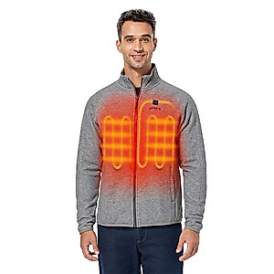 ORORO Men's Heated Fleece Jacket Full Zip with Battery Pack (Grey, XL)