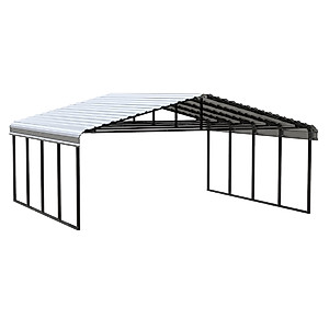 Arrow Carports Galvanized Steel Carport, Double Car Metal Carport Kit, 20' x 20' x 9', Eggshell