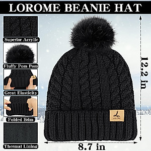 Winter Beanie Hat, Scarf and Touchscreen Gloves Set Black