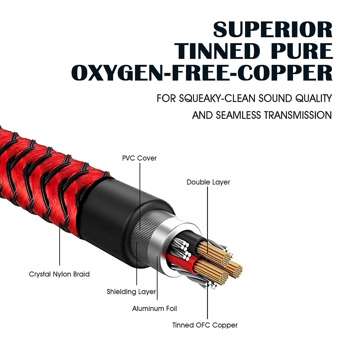 WERPOWER 25Ft 6.35mm to 3.5mm Headphones Adapter, Universal Stereo Extension Cable for Amplifiers, Guitar Amp, Piano, Home Theater Devices, Mixing Console