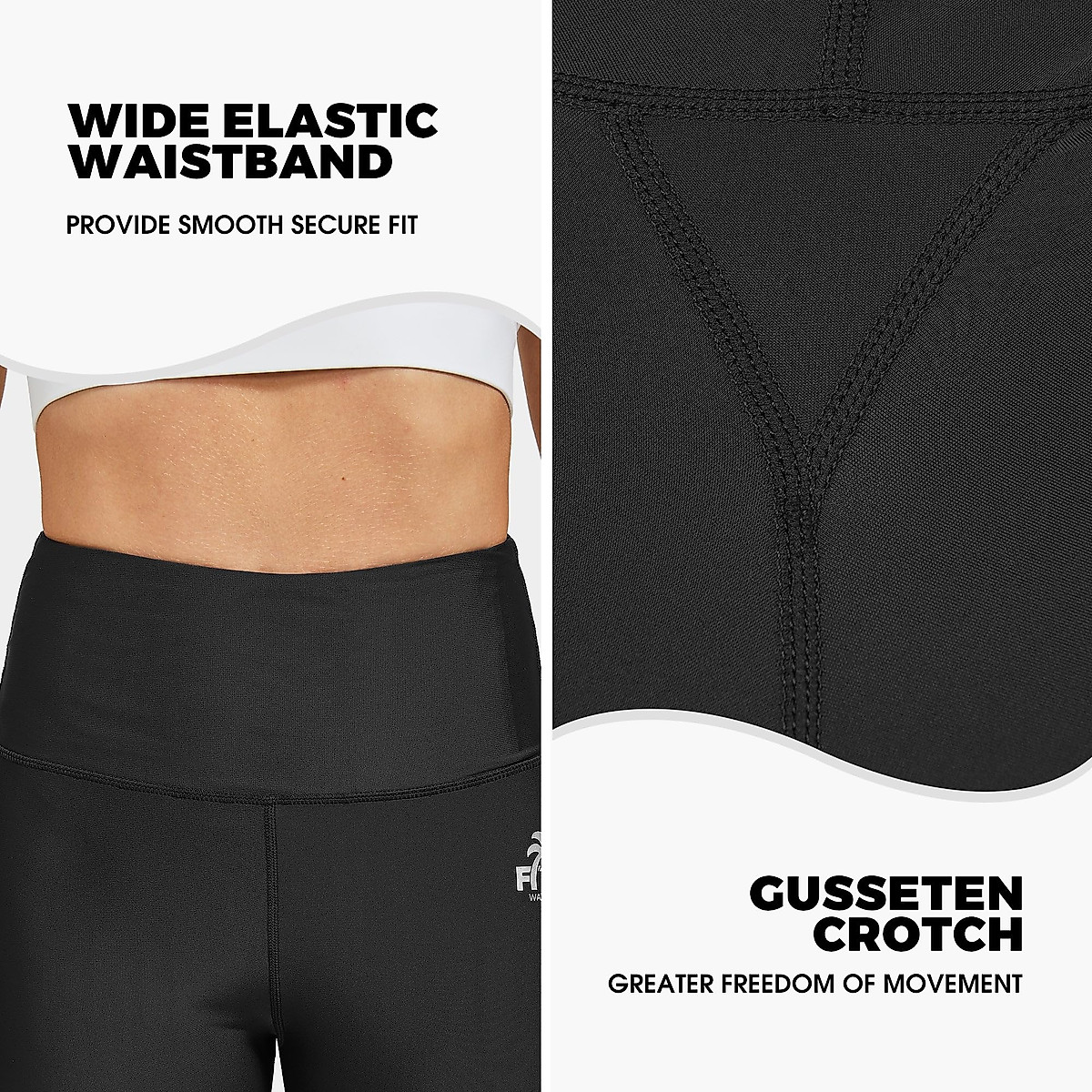 FitsT4 Sports Women's Swimming Leggings UPF 50+ High Waisted with Pockets Swim Pants Full Length Swimming Tights Sun Protective Black M