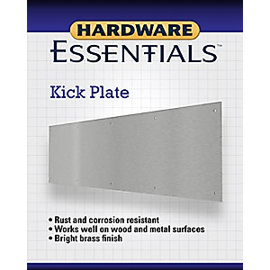 Hardware Essentials 852737 Aluminum Non-Magnetic, Screw-In, Door Kick Plate 8" x 34" Anodized Aluminum Finish ​​