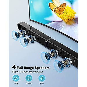 ULTIMEA Sound Bars for TV with Subwoofer Deep Bass, 2.1 TV Sound Bar, 5 EQ/Voice Clear, Bluetooth Soundbar for TV Speakers Surround Sound, TV Soundbar for PC Works w/Optical/AUX/USB, Mountable-110dB