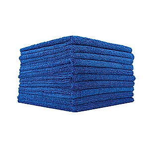 The Rag Company - Edgeless 365 Microfiber Towels (10-Pack) Premium 70/30 Blend, Professional Polishing, Wax Removal, Auto Detailing, 365gsm, 16in x 16n, Royal Blue