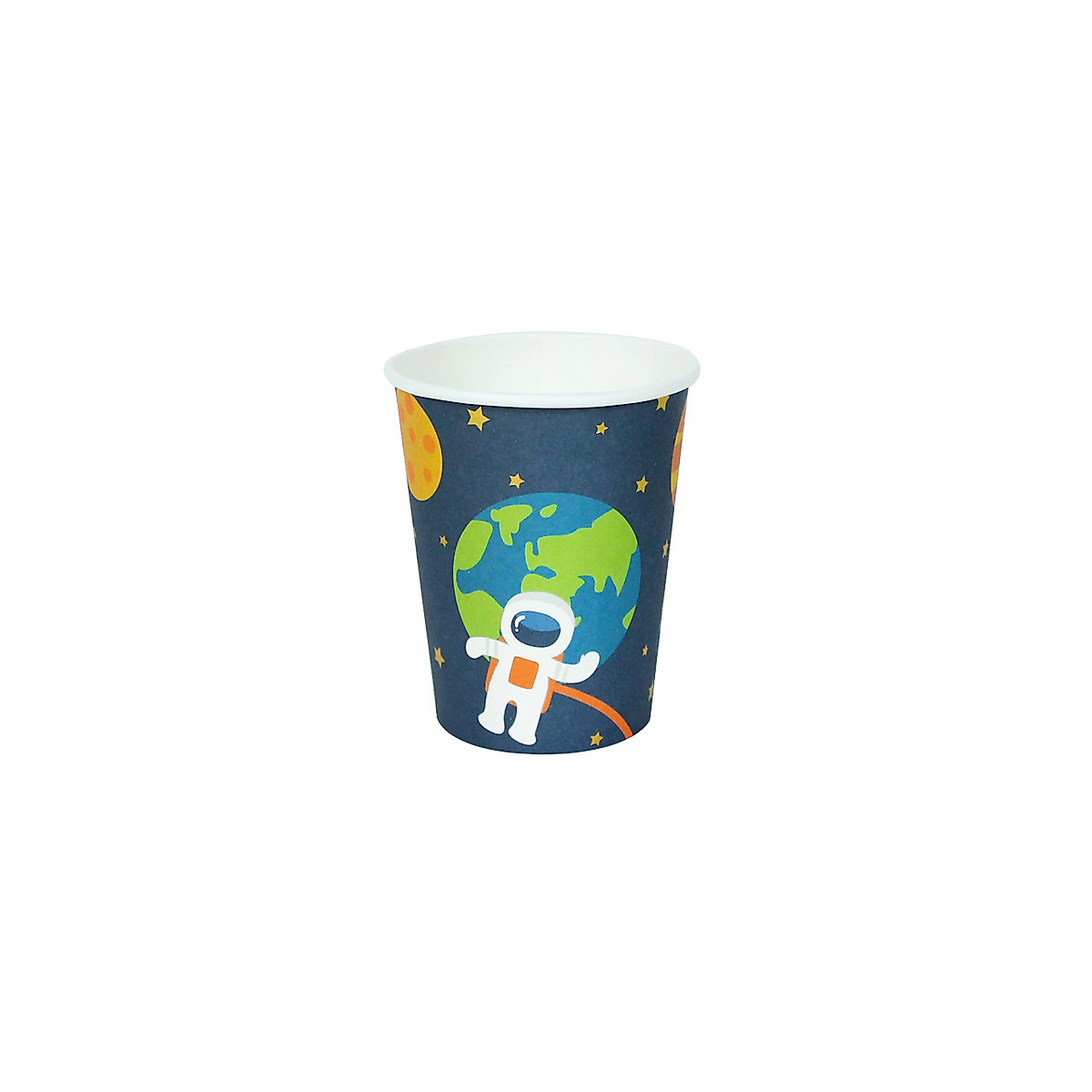 Merrilulu Space Party Cups, 12 ct | Paper Cups | Outer Space Party Tableware | Astronaut, Rocket Ship, Planet, NASA