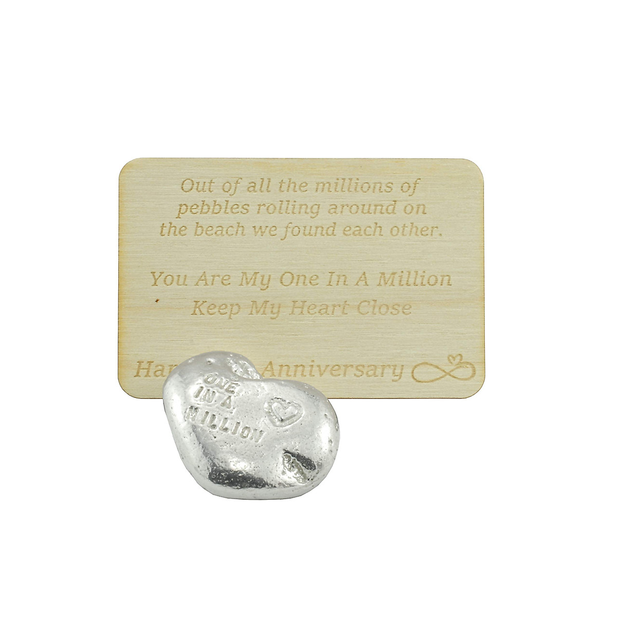 10th Your My One in A Million Gift - 10th Anniversary Metal Heart Pebble Gift -Keep My Heart Close