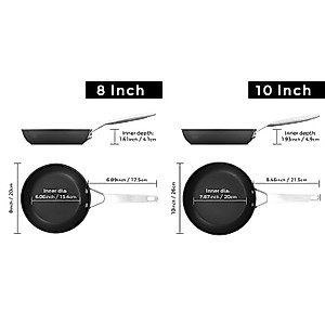 MsMk 8 inch and 10 inch Non Stick Frying Pans, Burnt also Nonstick Frying Pan Set, PFOA Free Non-Toxic, Scratch-resistant, Oven-Safe, Induction Ready, Compatible with All Cooktops