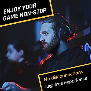 KLIM Panther Wireless Gaming Headset for PS4 PS5 Switch PC, Low Latency, Noise Cancelling Over Ear Bluetooth Headphones with Microphone, 3D Surround Sound, RGB Gaming Headphones - New 2023