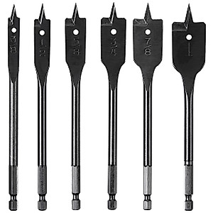Amazon Brand - Denali 6-Piece Spade Bit Set, 3/8-Inch to 1-Inch