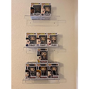 KLGO 4 Pack Clear Acrylic Floating Wall Ledge Shelf for,15" Invisible Wall Mounted Nursery Kids Floating Bookshelf for Kids Room,Modern Funko Pop Display Shelves Toy Storage Wall Shelf