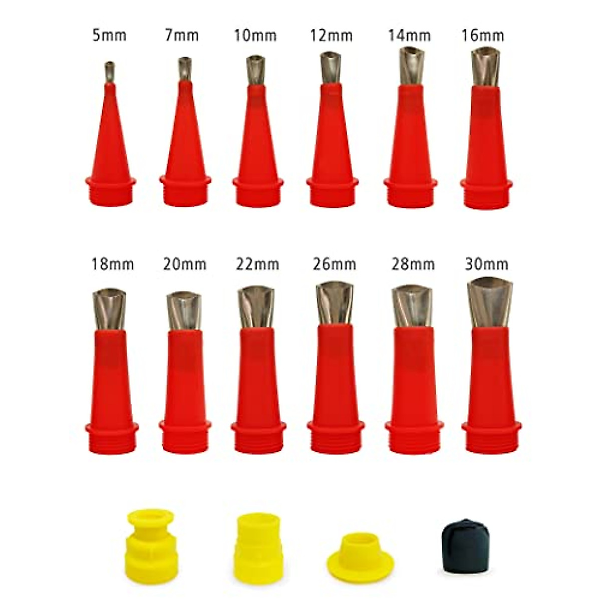 DUIOCKIV Reusable 18pcs Universal Stainless Steel Silicone Easy Caulking Nozzle Finisher Tips Tool Set, with Base and Protective Cap