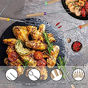 8 PCS Marshmallow Roasting Sticks for Fire Pit, Retractable Grill Forks Smores Sticks Kit for Fire Pit, Marshmellow Roasting Tongs BBQ Tools, TIMDAM Stainless Steel Smores Skewers Campfire Accessories