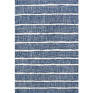 JONATHAN Y SMB125C-3 Colonia Berber Stripe Indoor Outdoor Area Rug Bohemian Contemporary Easy Cleaning Bedroom Kitchen Backyard Patio Non Shedding, 3 X 5, Blue/Ivory,JSMB125-C3