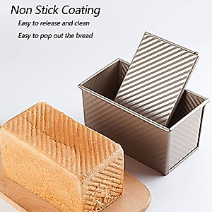 Bread Pans, Pullman Loaf Pan with Lid, Non-Stick Long Loaf Pans for Baking Bread, Aluminum Alloy Baking Bread Toast Mold with Dough Scraper Cutter