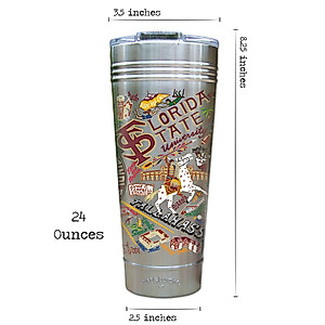 Catstudio Florida State University Collegiate Thermal Tumbler | Triple Wall Insulation With Non Slip Bottom | Great College Travel Cup for Water, Coffee, Tea, or Smoothies