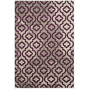 SAFAVIEH Porcello Collection Area Rug - 6' x 9', Light Grey & Purple, Moroccan Quatrefoil Distressed Design, Non-Shedding & Easy Care, Ideal for High Traffic Areas in Living Room, Bedroom (PRL7734B)