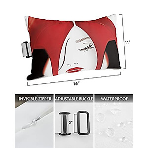Throw Pillows with Strap, Neck & Lumbar Support Pillow Oudoor Patio Pillows, Sexy Woman Hiding Behind Red High Heels Stick Figure Pillow for Recliner, Beach Chair, Office Chair, Sofa, Armchair