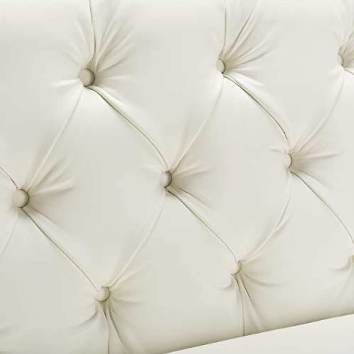 Safavieh Couture Home Miller White Leather and Chateau Brown Tufted Sofa