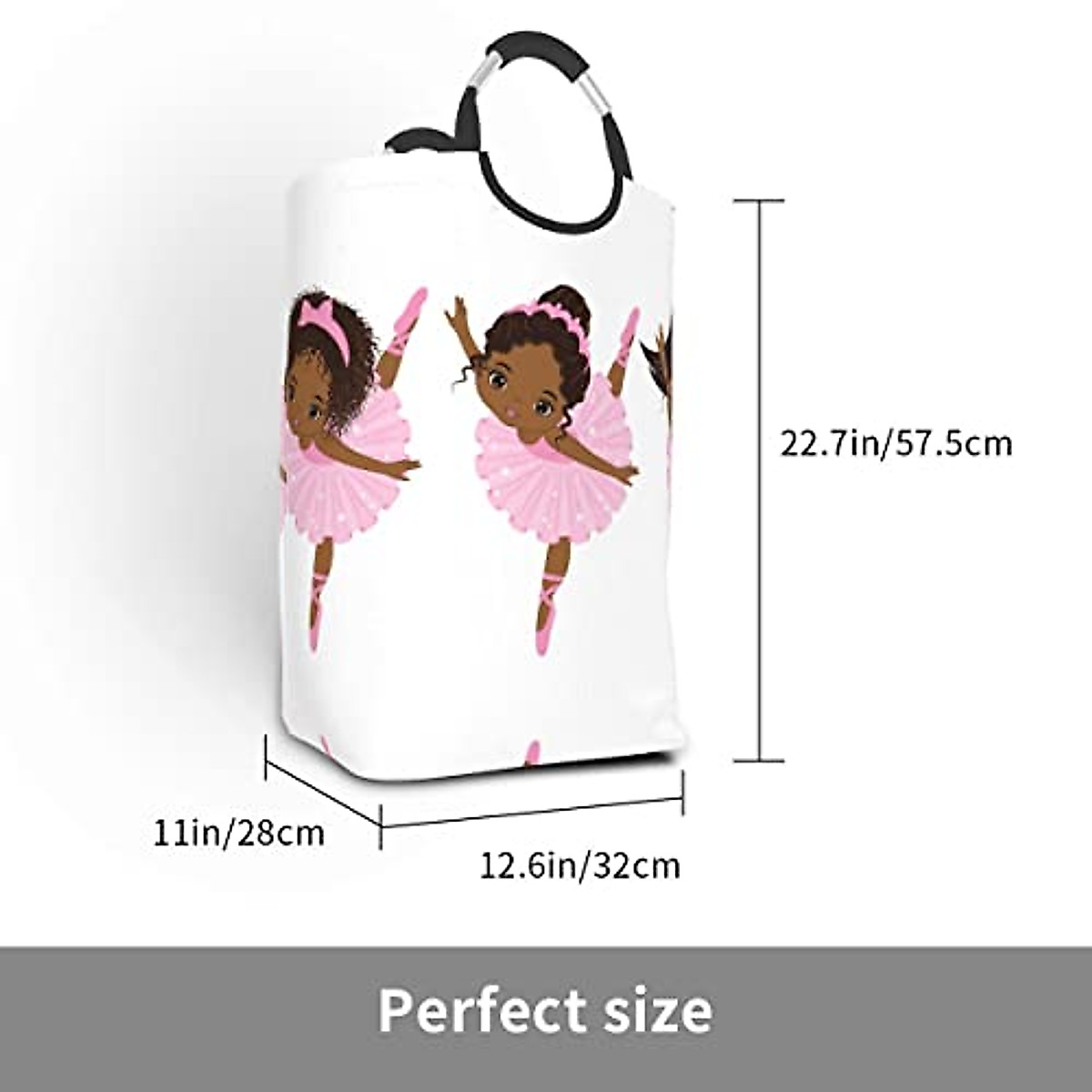 Laundry Hamper African Ballerinas Girls Collapsible Laundry Basket For Baby Nurseries Waterproof Basket with Handles Washing Organizer Large Capacity Storage Bins