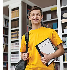 Ultra Durable Clear Front Report Covers, 25 Per Box, Letter Size, Black, Poly Back Cover, with Fasteners, Lay Flat, by Better Office Products, Box of 25