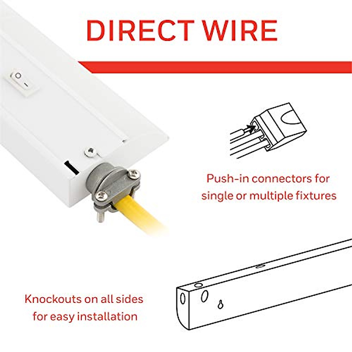 UltraPro 24 inch Hardwired Under Cabinet Lights, On/Off Only, 2700K Warm White, Under Cabinet Lighting, Under Counter Lights for Kitchen 44112