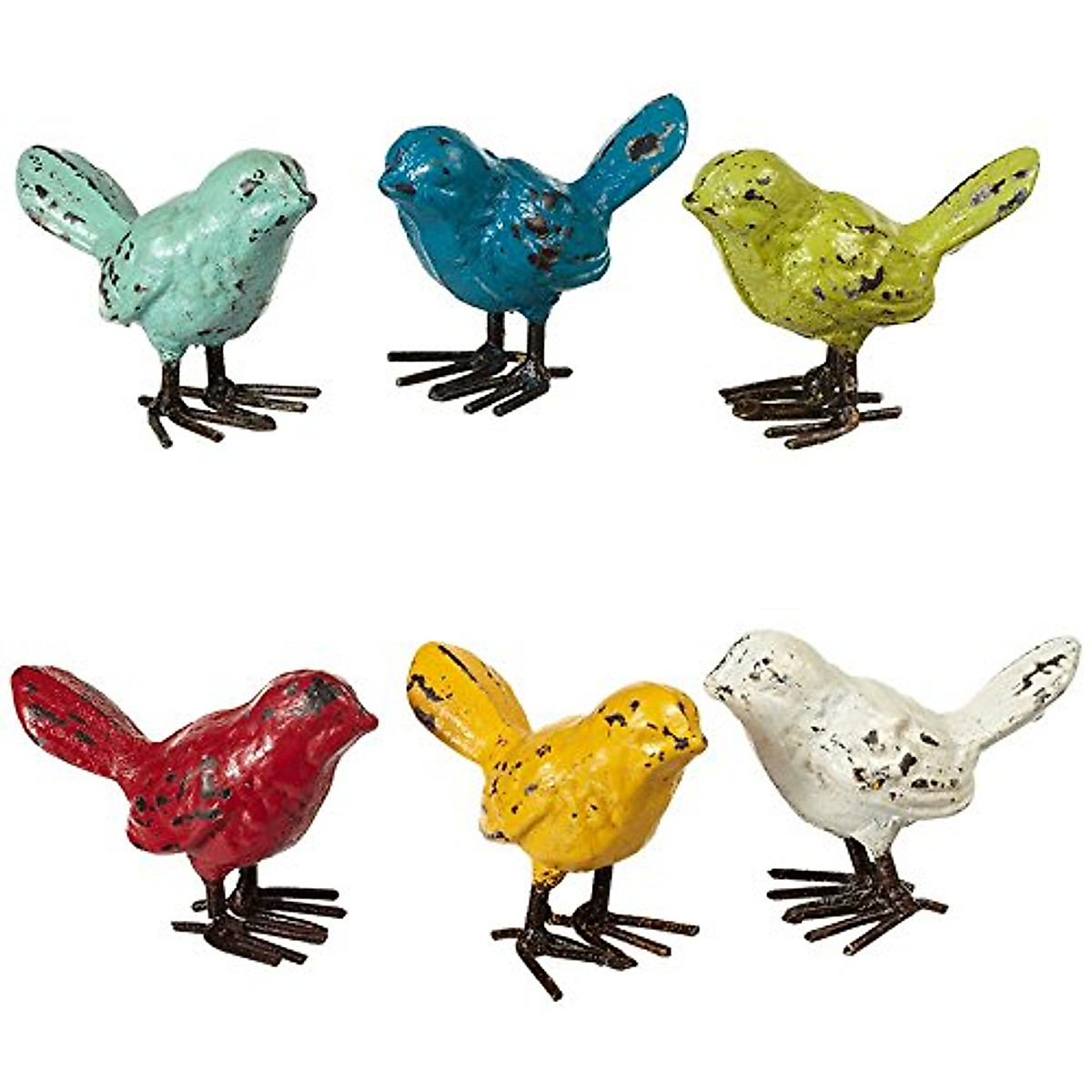 Mini Cast Iron Bird Figurine - 2 inch (White)