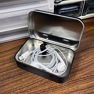 4 Pack Metal Rectangular Empty Hinged Tins Box Containers 3.75 by 2.45 by 0.8 Inch Silver & Black Mini Portable Box Small Storage Kit Home Organizer (2 Black 2 Silver)