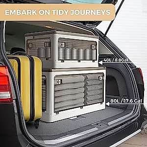 YumiHoe Stackable Storage Bins with Lids -Folding & Sturdy Plastic Storage Container Boxes for Closet, 8.8Gal Shoes, Crafts Organizer with Wheels (3 PACK White)