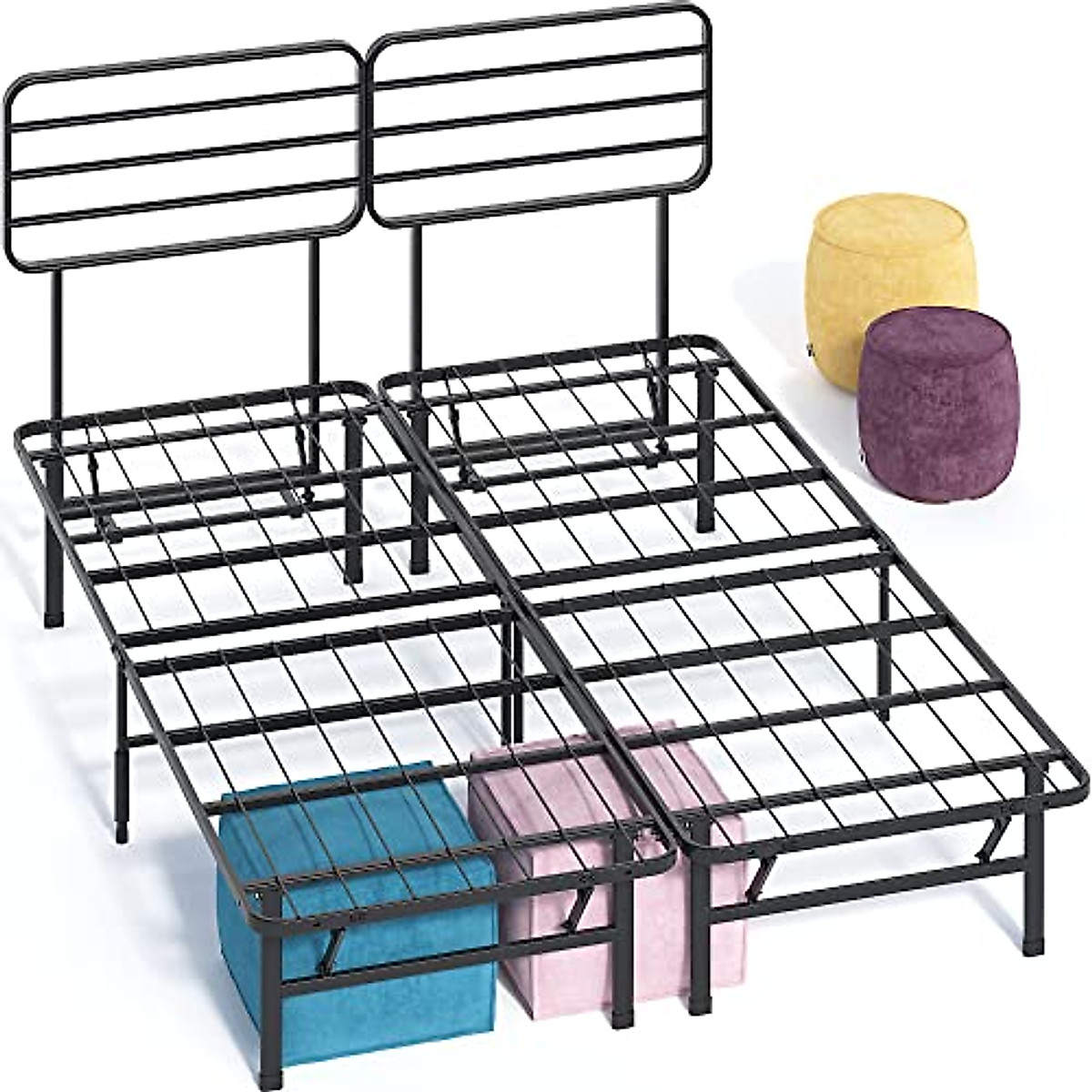 ZINUS SmartBase Mattress Foundation with Headboard / 14 Inch Metal Platform Bed Frame / No Box Spring Needed / Sturdy Steel Frame / Adjustable Headboard Height, Queen
