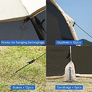 EighteenTek Halloween Decoration Screen House Room Pop Up Gazebo Outdoor Camping Canopy Tent Sun Shade Shelter Mesh Walls Not Waterproof 10’x10’ Beige