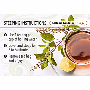 Buddha Teas - Holy Basil - Organic Herbal Tea - For Cognitive Balance & Overall Health - Ayurvedic Tulsi - With Antioxidants - Caffeine Free - 100% Kosher & Non-GMO - 18 Tea Bags (Pack of 1)