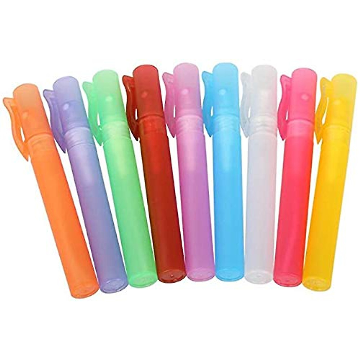 10ml Pen Clip Fine Mist,10 Pcs Plastic Frosted Atomizer Vials Empty Portable Refillable Pump Spray Bottle Perfume hand Sample Tube Travel Makeup Container (Color Random)
