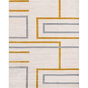 Well Woven Good Vibes Fiona Gold Modern Geometric Lines 3'11" x 5'3" 3D Texture Area Rug