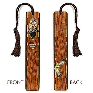Northern Spotted Owl, Colorful (Double Sided) Wooden Bookmark with Tassel - Made in USA - Also Available Personalized