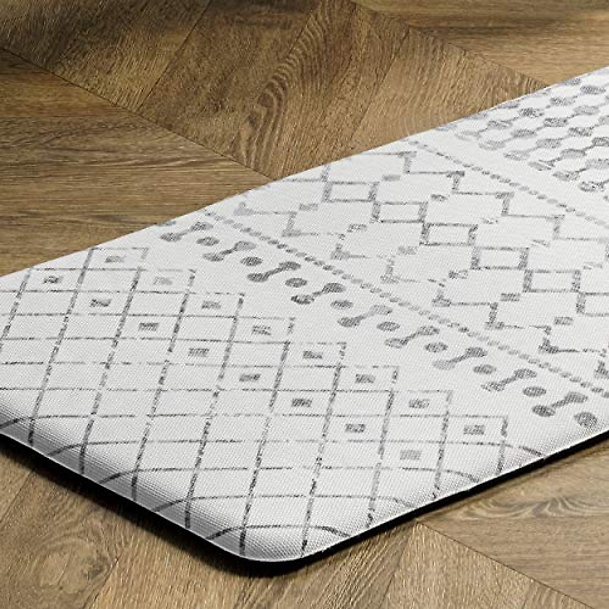 nuLOOM Moroccan Anti Fatigue Kitchen or Laundry Room Comfort Mat, 18" x 30", Light Grey