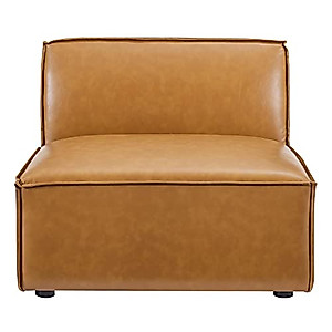 Modway Restore 6-Piece Vegan Leather Sectional Sofa in Tan