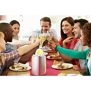 Nuvantee Wine Cooler Bucket, Champagne Chiller, Double Walled, High Quality Stainless Steel Wine Chiller, Matte Brushed Surface Ice Bucket, BPA Free