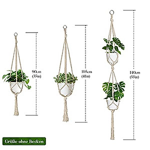 5 Pack Macrame Plant Hangers, Indoor Hanging Plant Holder with S Hooks and Hook Nails, 3 Sizes 34"/40"/54", Handmade Macrame Planter Hanging Baskets for Small Plant Pots, Boho Home Decor (Beige)
