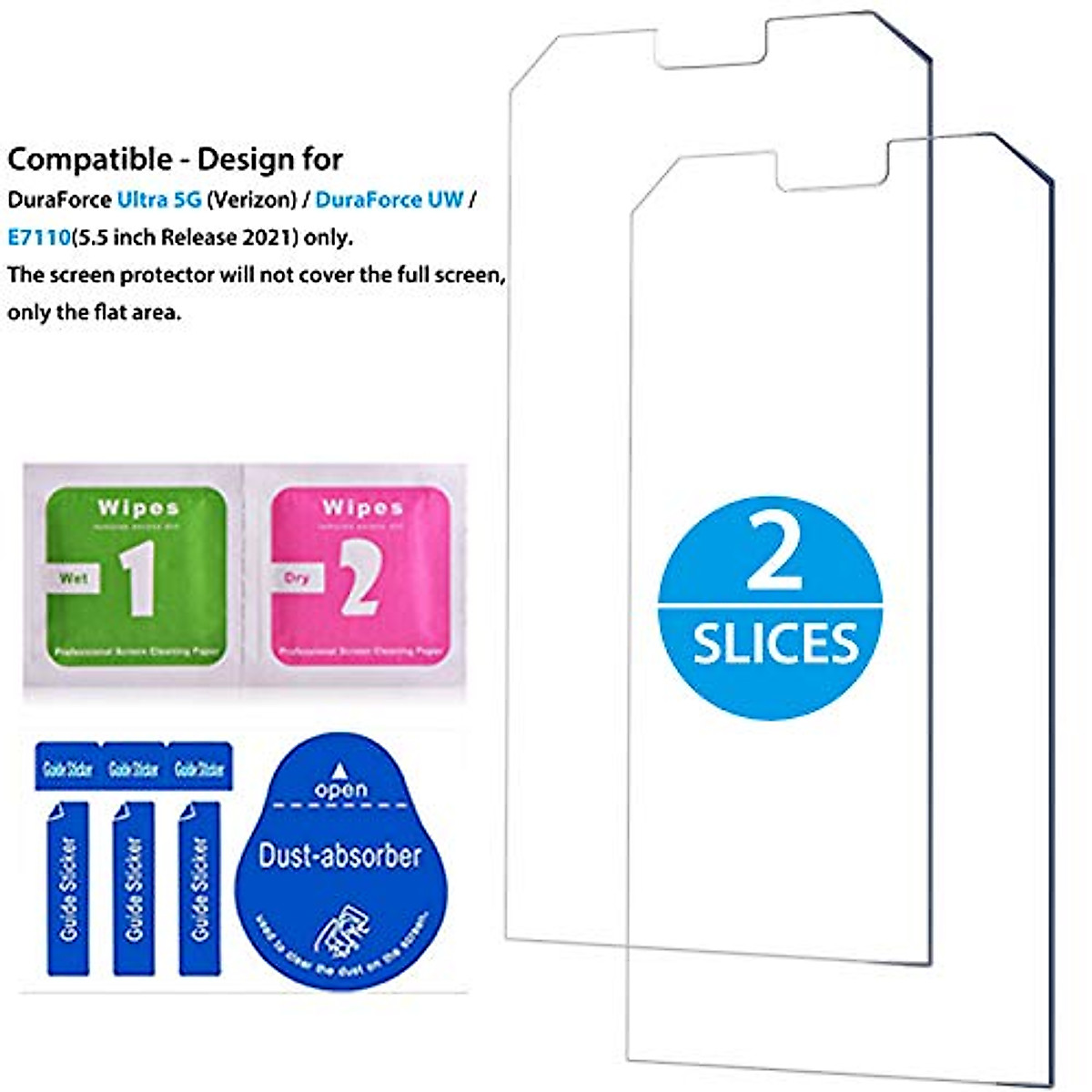 Ailiber Compatible with Kyocera DuraForce Ultra 5G Screen Protector [2 Pack] DuraForce UW E7110 Tempered Glass Film Anti-Scratch Hardness HD Clear Case Friendly for Dura Force Ultra 5G (Verizon 2021)